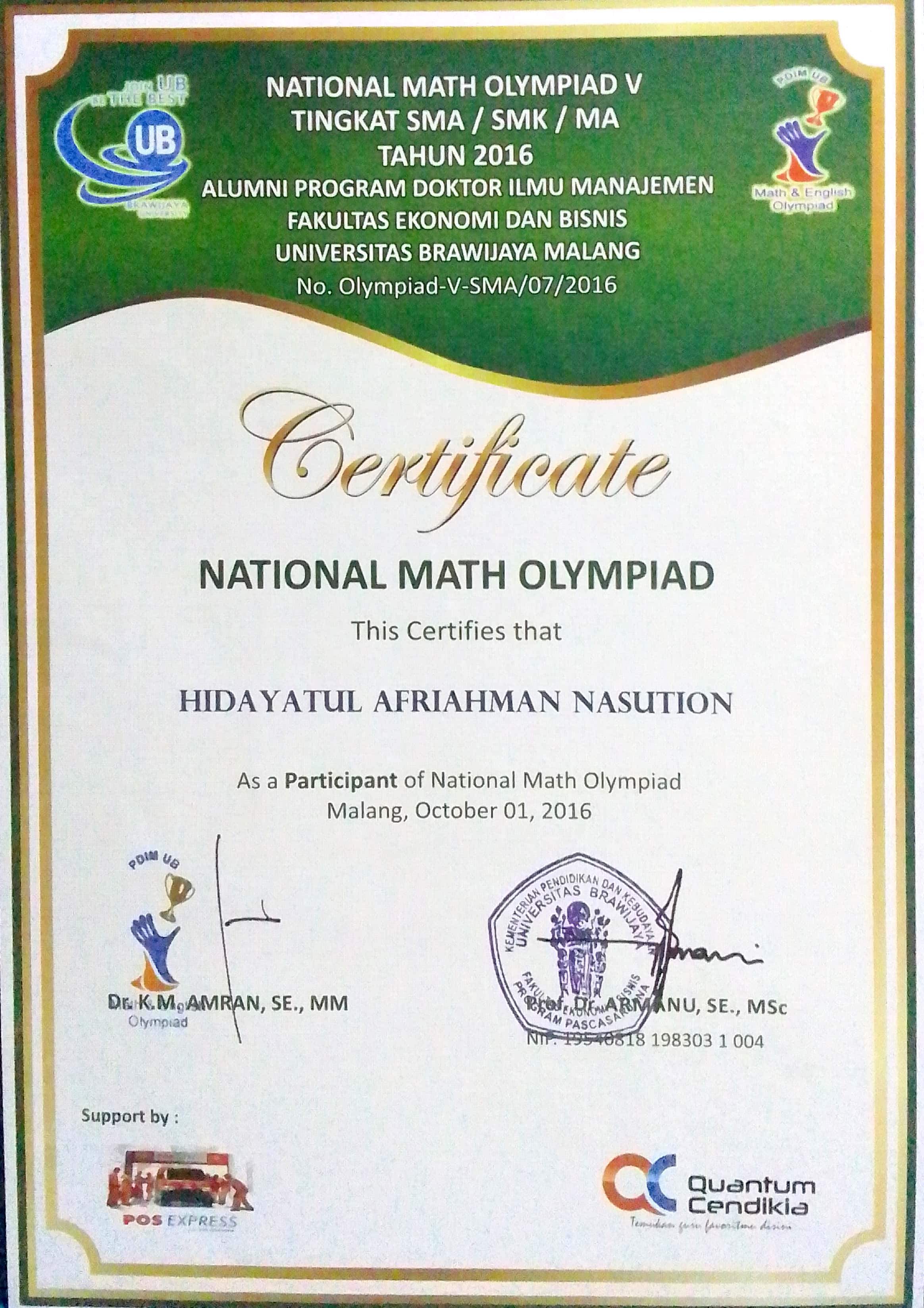 My Portfolio | Hidayatul Afriahman Nasution